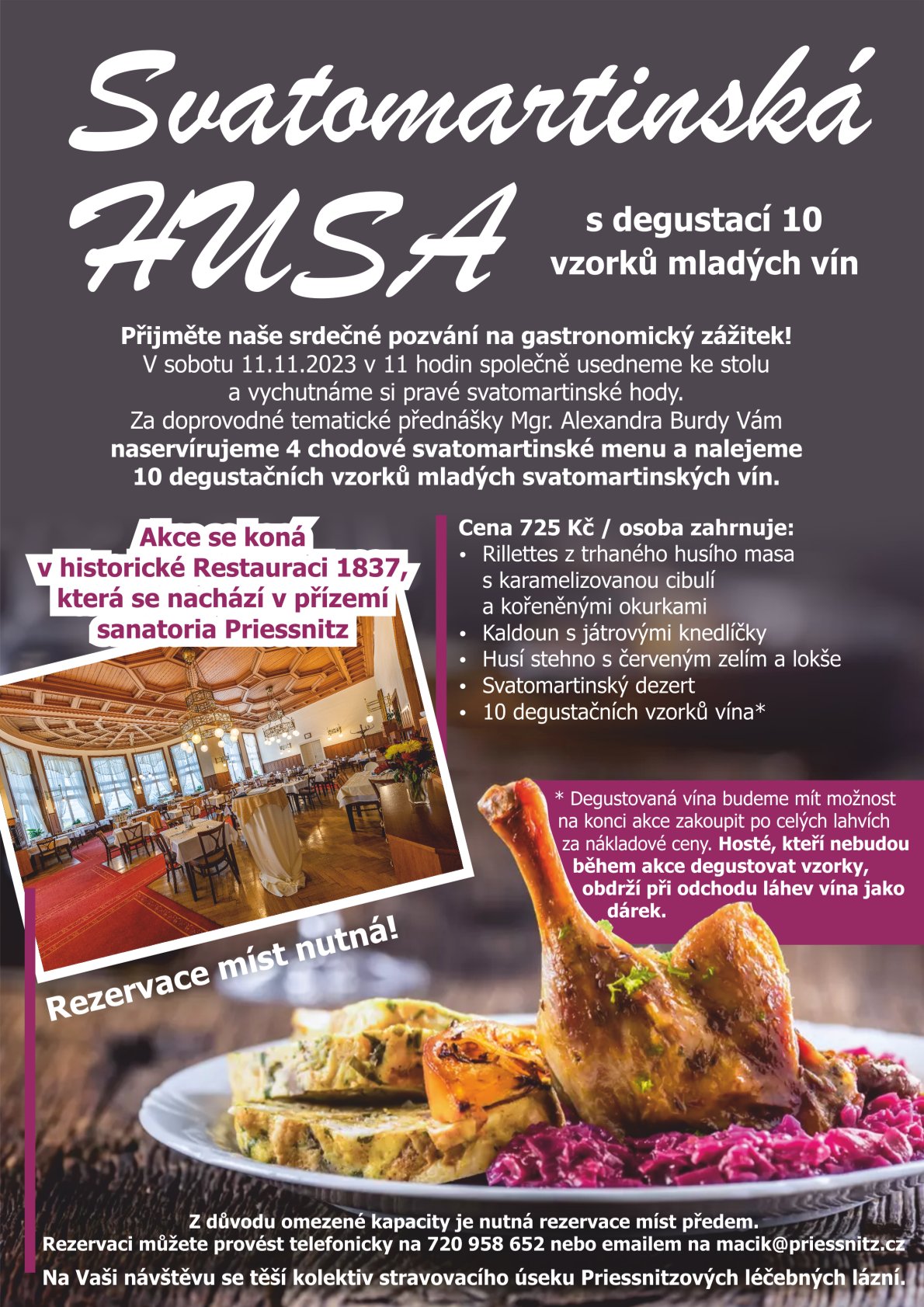 Svatomartinská husa s degustací mladých vín | Aktuality | Priessnitzovy ...